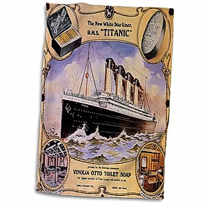 3D Rose Vintage White Star Line Titanic Vinolia Otto Toilet Soap Advertising Poster Towel, 15" x 22"
