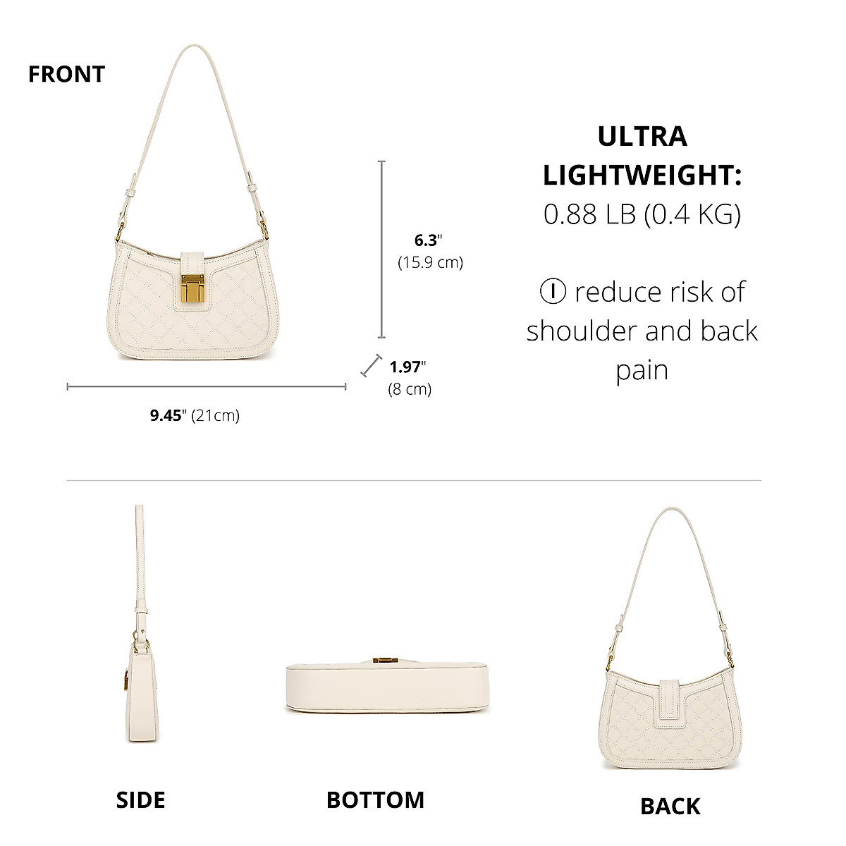 Scarleton Crossbody Bags for Women, Quilted Shoulder Bag, Handbags for Women, Purses for Women, 2-Strap Crossbody Bag, H211102 - White