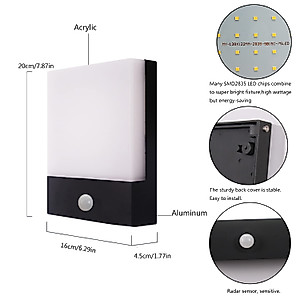 AIRTWESD 20W LED Outdoor Wall Light with Motion Sensor Outdoor Lighting Sconce Waterproof Wall Mounted Sconce Light for Patio Porch Courtyard Garden Backyard Villa Warm White 3000K