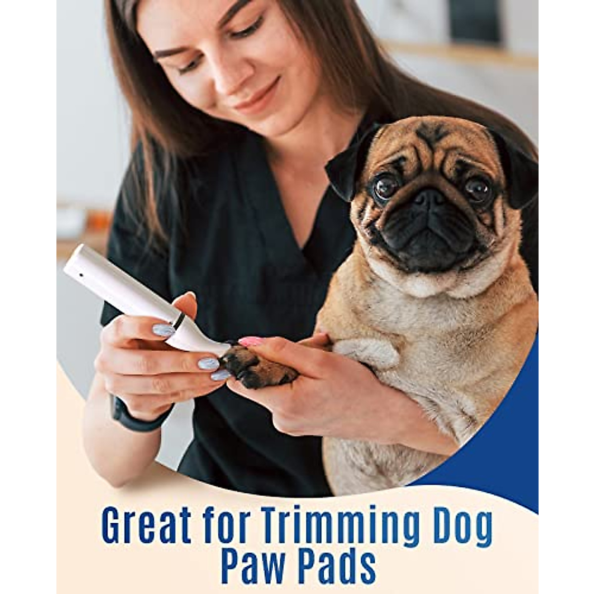 oneisall Dog Clippers with Double Blades,Cordless Small Pet Hair Grooming Trimmer,Low Noise for Trimming Dog's Hair Around Paws, Eyes, Ears, Face, Rump (White)