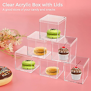 40 Pcs Clear Acrylic Boxes, Small Clear Boxes with Lids, 2.2 x 2.2 x 2.2 in Plastic Square Cube, Square Display Box, Clear Container Boxes for Candy Pill Earring Jewelry Tiny Beads
