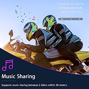 TNICER Motorcycle Bluetooth Headset, T2 1000m 6 Riders Helmet Bluetooth Headset with Noise Cancellation, Universal Motorcycle Bluetooth Communication System, Music Sharing & HD Speakers(1 Pack)