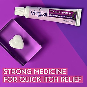 Vagisil Maximum Strength Feminine Anti-Itch Cream with Benzocaine for Women, Helps Relieve Yeast Infection Irritation, Gynecologist Tested, Fast-acting, Soothes and Cools Skin, 1 oz