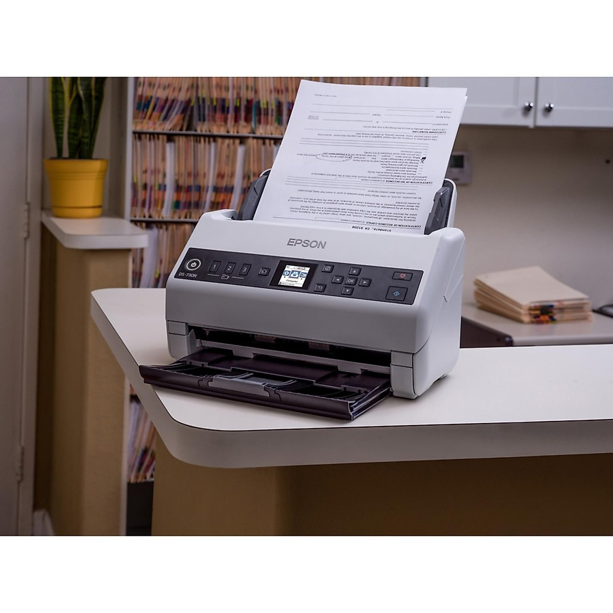 Epson DS-730N Network Color Document Scanner, 100-page Auto Document Feeder (ADF), Duplex Scanning