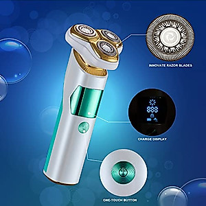 Styleader Aluminum Foil Shaver, with 24K Gold Coated Foil Blade and Popup Beard Trimmer, Rechargeable Electric Razor for Men (White Green)