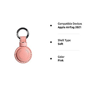 KEEPXYZ Genuine Leather Airtag Holder Suitable for Apple Airtag Keychain Leather, Small Air Tag Holder with Key Rings, Protective Airtag Case Cover Accessories - Pink V1.0