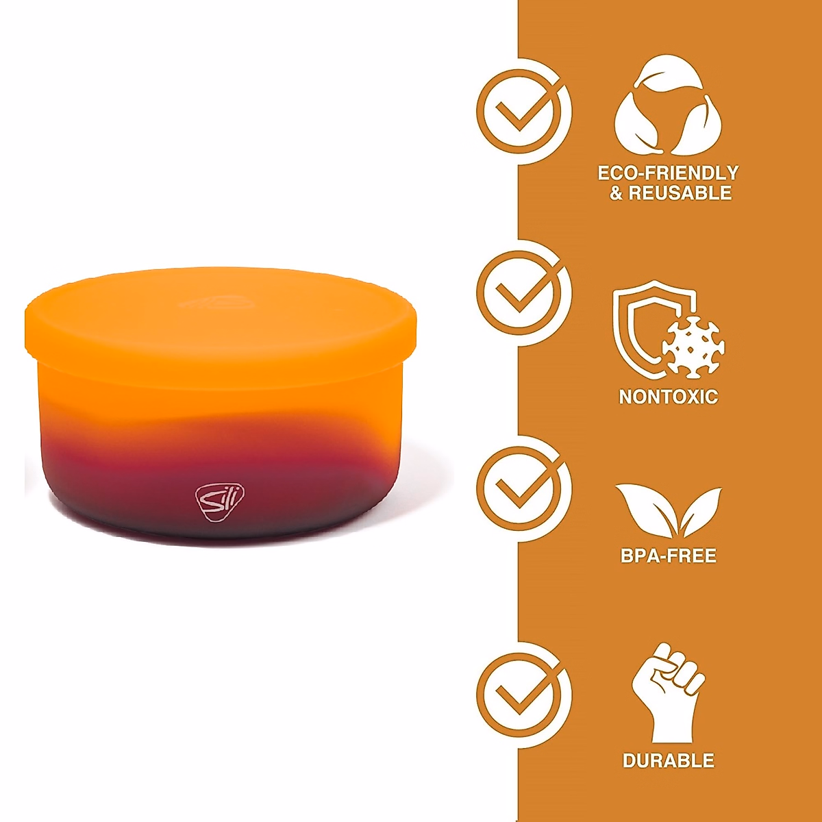 Silipint: Silicone 30oz Lidded Bowls: 2 Pack Sun Storm - Unbreakable, Flexible, Microwave-Oven-Dishwasher, Non-Slip, Sustainable