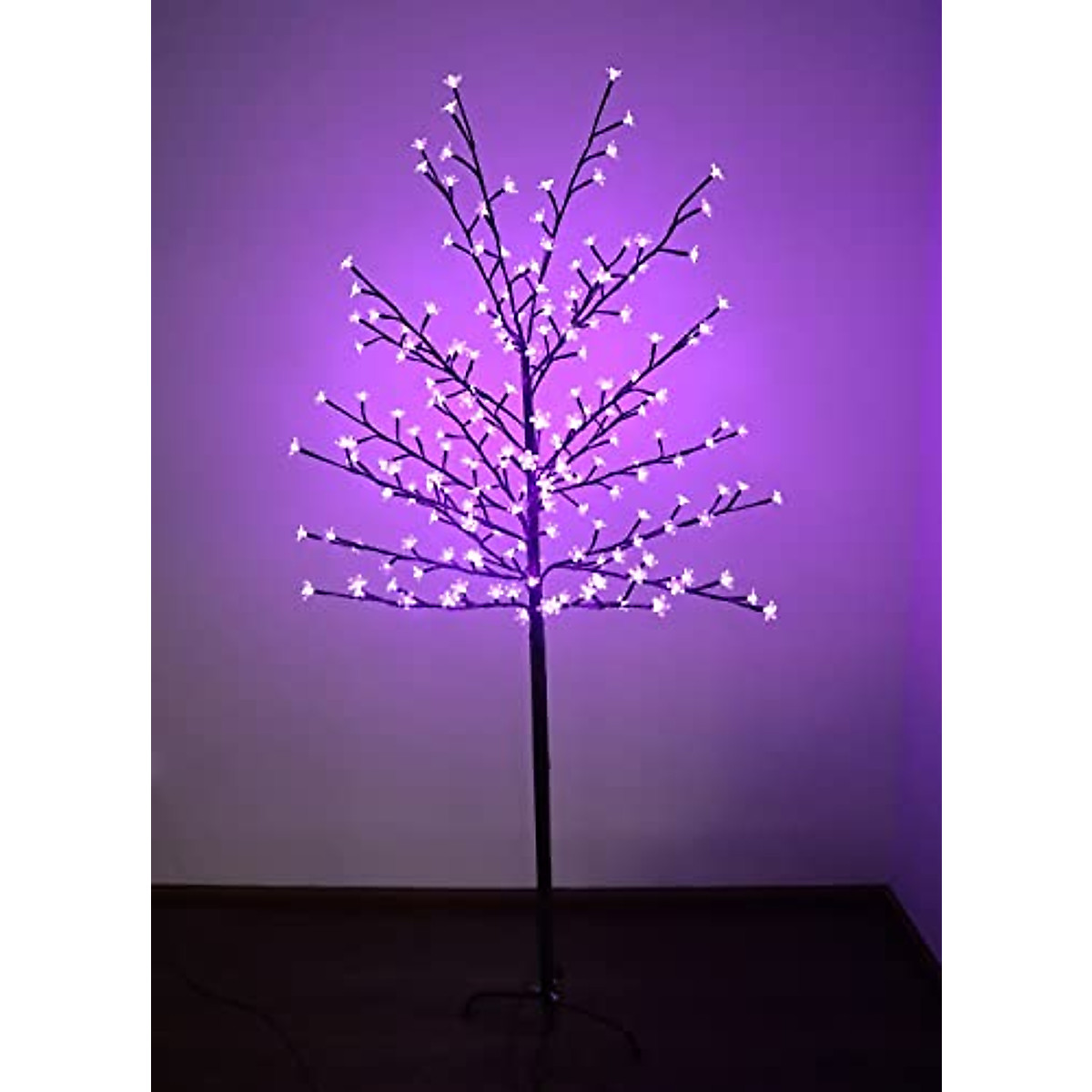 FUCHSUN Solar Blossom Tree 6 FT Garden Led Tree Light with 200 Flowers Outdoor Pathway Light Tall Artificial Tree for Spring Decoration (Purple)