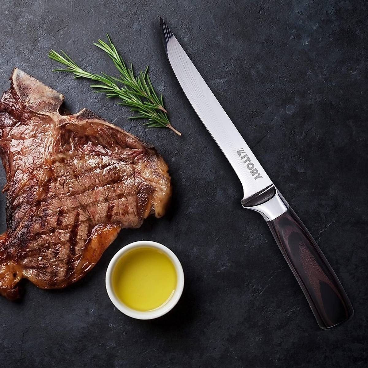 Kitory Boning Knife 6", Carving Knife Fillet Knife with Sheath, Ergonomic & Pakkawood Handle, 2023 Gift