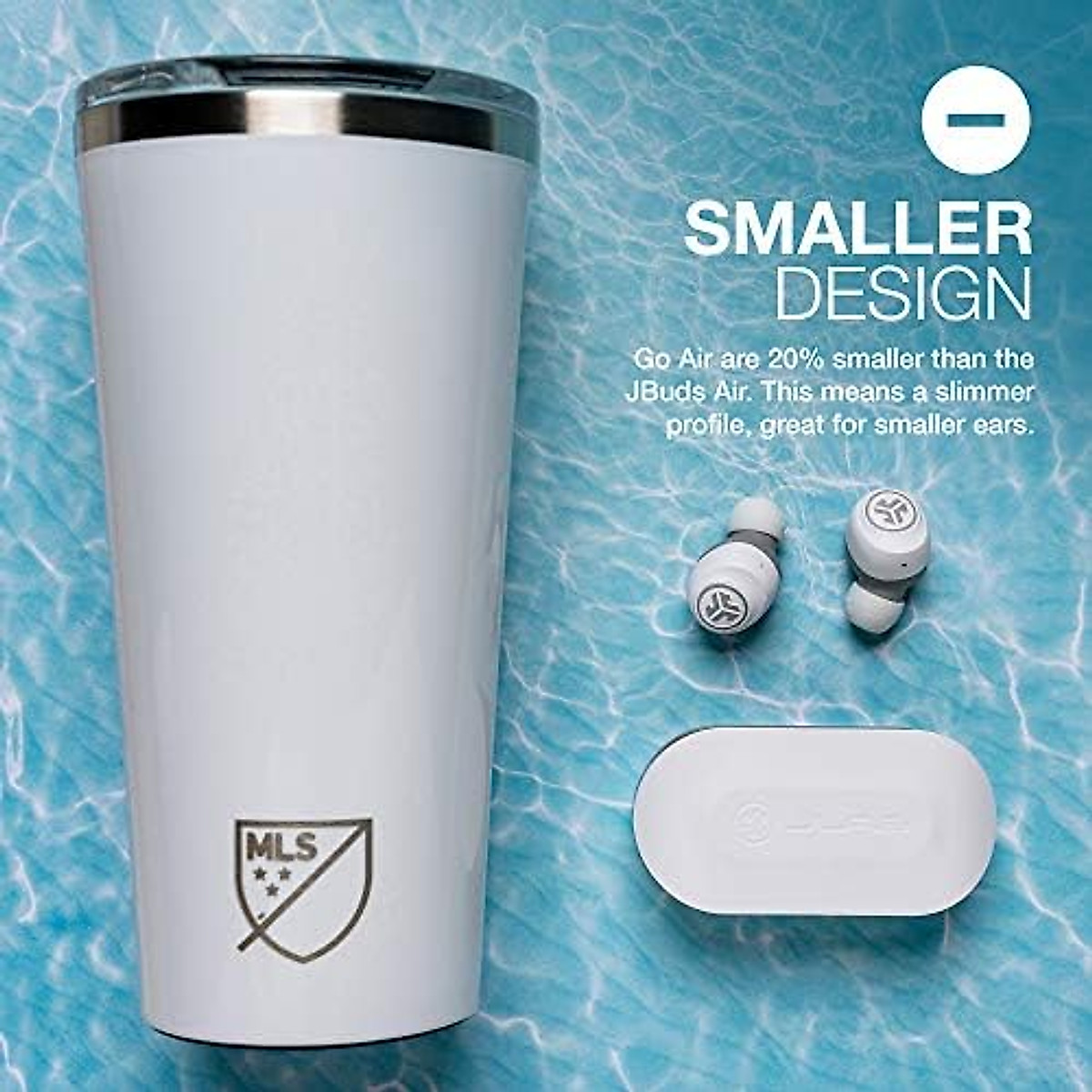 JLab Go Air True Wireless Bluetooth Earbuds + Charging Case, Dual Connect, IP44 Sweat Resistance, Bluetooth 5.0 Connection, 3 EQ Sound Settings Signature, Balanced, Bass Boost (White)