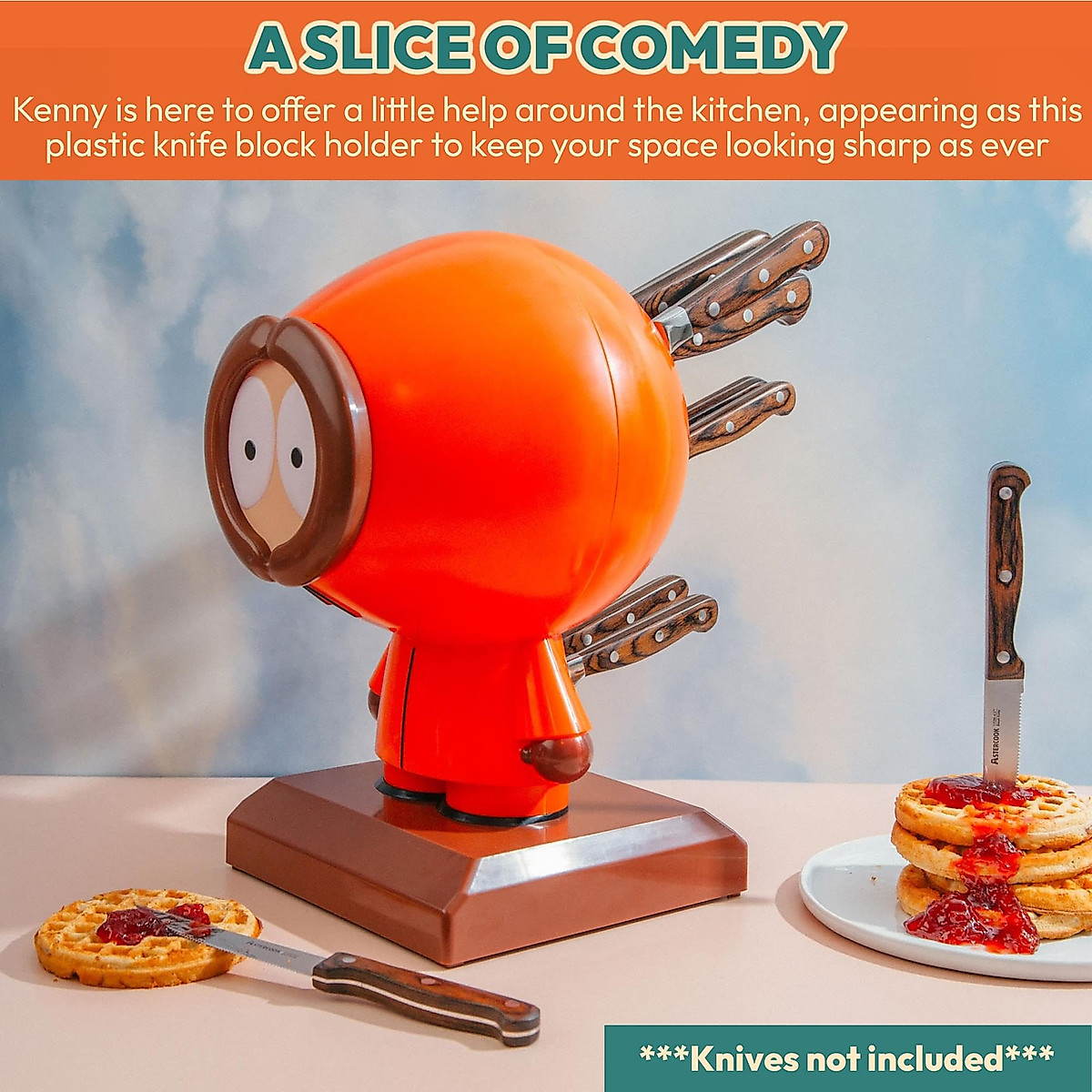 South Park Kenny 10-Slot Knife Block Holder | Freestanding Kitchen Storage Organizer, Space-Saving Cutlery Display | 9 x 10 x 14 Inches