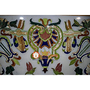 White Marble 60"x36" Dining Furniture Table Top Italian Inlay Handmade Art Living Restaurant Decor