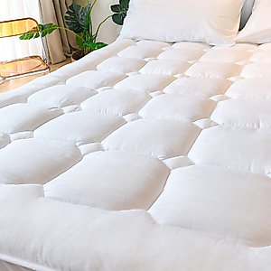 UNILIBRA Full Size Mattress Pad Cooling Rayon from Bamboo, Quilted Fitted Mattress Protector Pillow Top Mattress Cover with Deep Pocket Up to 19 Inches, Ultra Soft Filling Mattress Topper