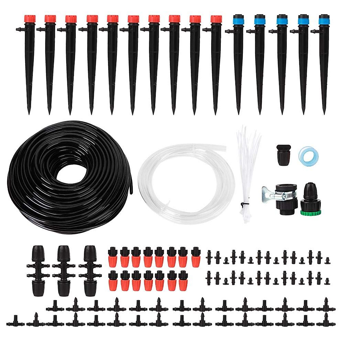 Oumefar 40m Drip Irrigation System Automatic Irrigation Plastic Watering System 4/7 Hose Set Drip Irrigation System Kit Sprinkler System for Garden Watering