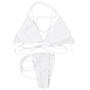 INGWHW Strappy Lingerie Bodysuit, Red Lingerie Top Sexy Women Lingerie Babydoll Lingerie For Women's Split Fashion Solid Color Print Bikini Underwear (With Chest Pad) Pajamas Lengerie (XXL, White)