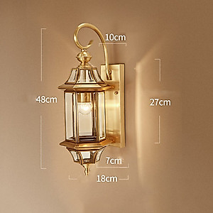 Ksovv Luxury Full Copper Wall Light Sconce Fashion Exterior Waterproof Glass Wall Lantern E27 1-Light Corridor Courtyard Garden Wall Lamp Indoor/Outdoor Home Art Lighting Fixtures