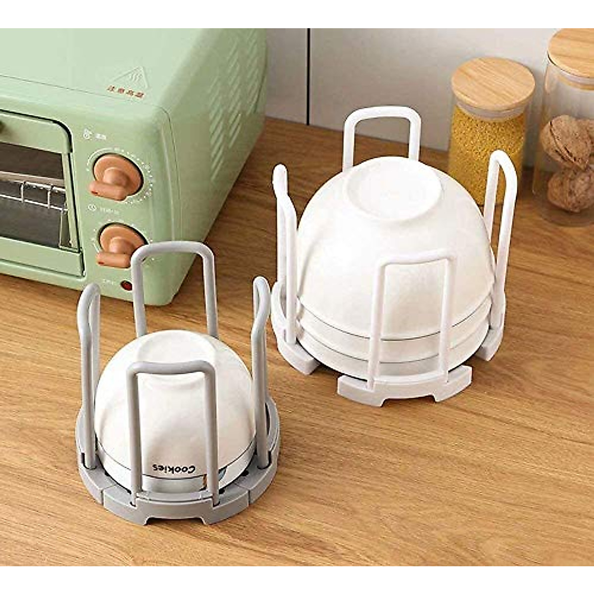 TIST 2Pcs Dish Rack - Retractable Drain Bowl Rack Plastic Removable Cutlery Holder Dish Drainer Rack(White and Gray)