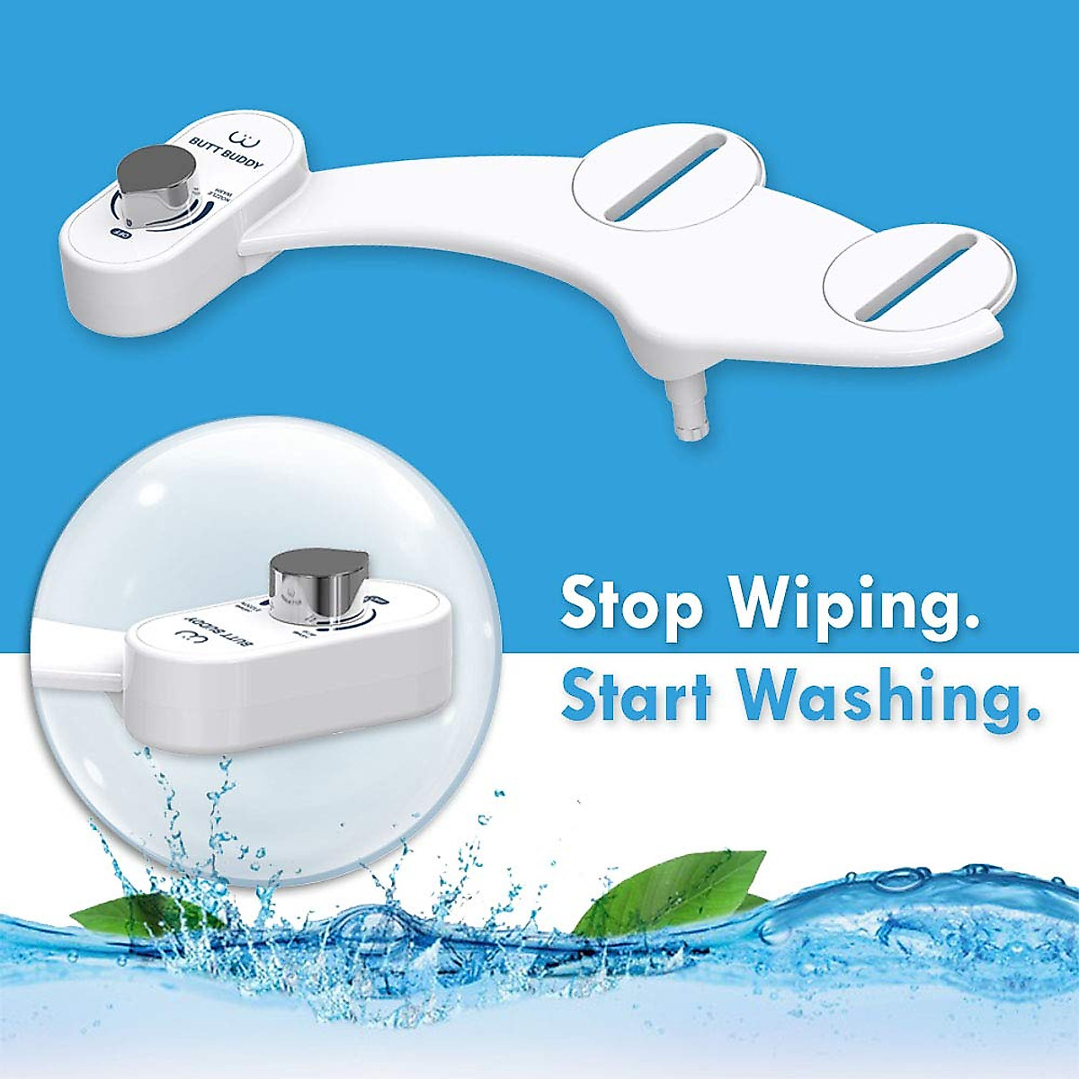 BUTT BUDDY (2 Pack) - Bidet Toilet Seat Attachment & Fresh Water Sprayer (Easy to Install | Non-Electric | Self-Cleaning Nozzle | Gentle Wash | Save Paper & Money | Healthy Life, Sanitary Bathroom)