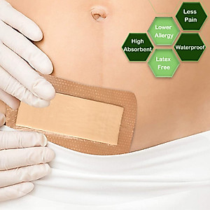 Silicone Foam Dressing with Gentle Border for Post-op Surgical Wounds 4''x8'', Absorbent Pad 2''x6'', Pack of 5, Silicone Wound Bandages for Cuts, Abrasions, Bed Sore, Pressure Ulcer