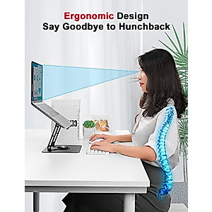 Vaydeer Adjustable Laptop Stand with 360° Free Rotation Base and Foldable Design Ergonomic Laptop Riser Fits for MacBook, Dell, HP and More 10-15.6” Laptops (Black)