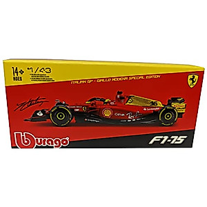 F1-75#16 Charles Leclerc Giallo Modena 2nd Place Formula One F1 Italian GP (2022) "Formula Racing Series with Display Case 1/43 Diecast Model Car by Bburago 36831CLMZ
