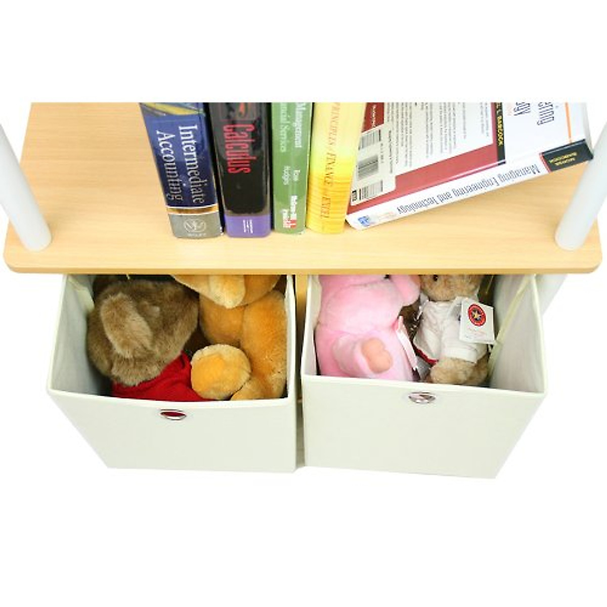 Furinno Go Green 3-Tier 2-Bins Multipurpose Storage Shelf, 2-Pack, Dark Cherry/Black