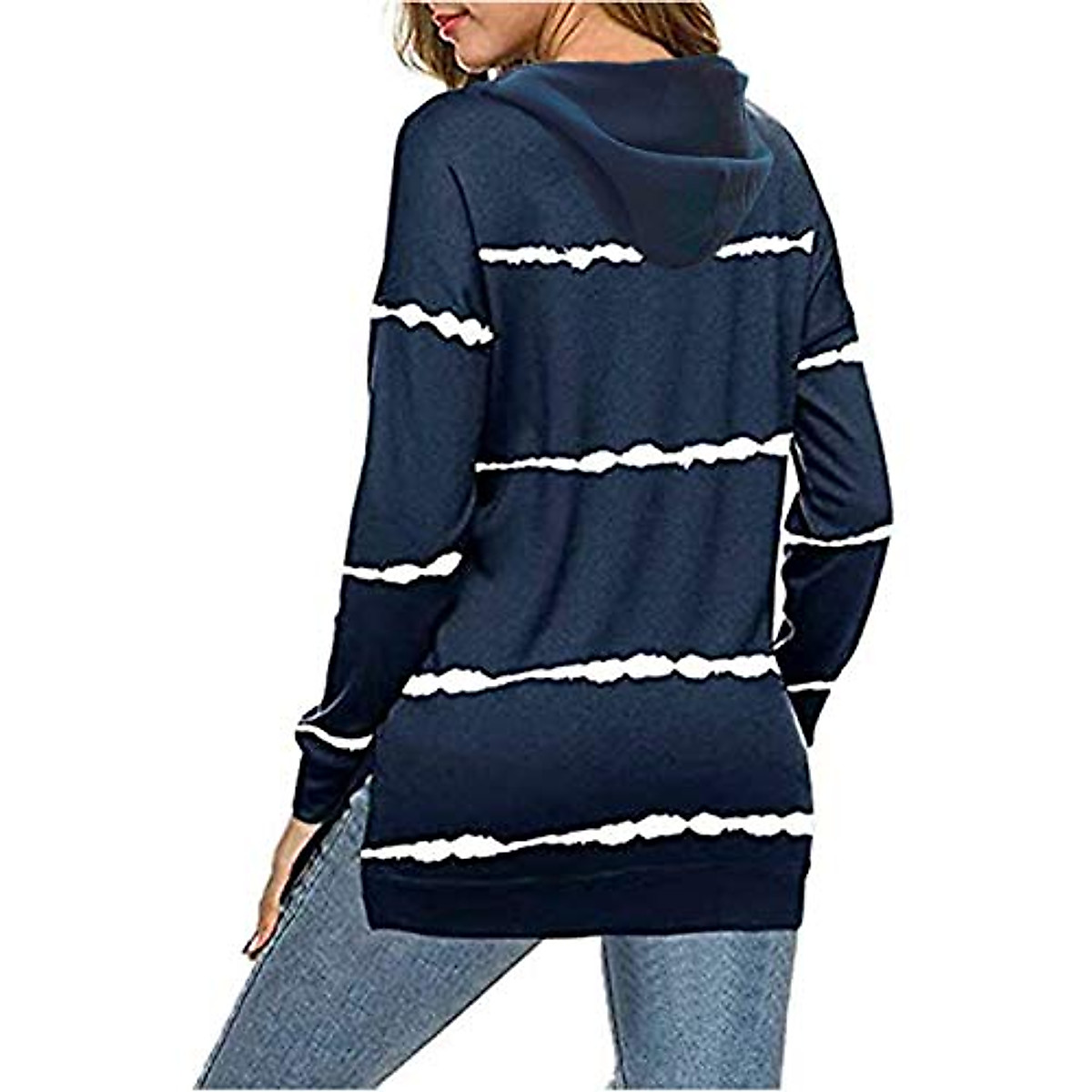 BXzhiri Striped Full Zip Long Sleeve Lightweight Sweatshirts for Women Jacket Coat Lightweight Sweatshirts