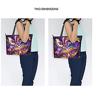Colorful Mardi Gras Mask Women Handbags Purses Tote Shoulder Bag Top Handle Bag for Daily Work Travel