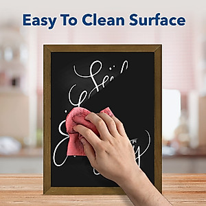 Besso Small Chalkboard Signs with Stand, 11x14 Deep Black, Slate Magnetic Chalk-Board, Non-Porous Surface with Rustic Pine Wood Frame - Tabletop Sign (Brown)