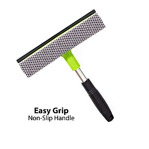 Window Squeegee Cleaning Tool | Squeegee Cleaner for Windows, Glass, Car Windshield | 2-in-1 Squeegee and Scrubber Sponge Washing Kit | Multi-Surface Washer - Indoor Outdoor Use