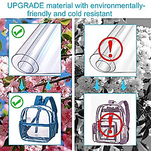 WZLVO Clear Backpack 12x12x6 Stadium Approved, Small Heavy Duty Transparent Bookbag, See Through PVC School Bag - Blue
