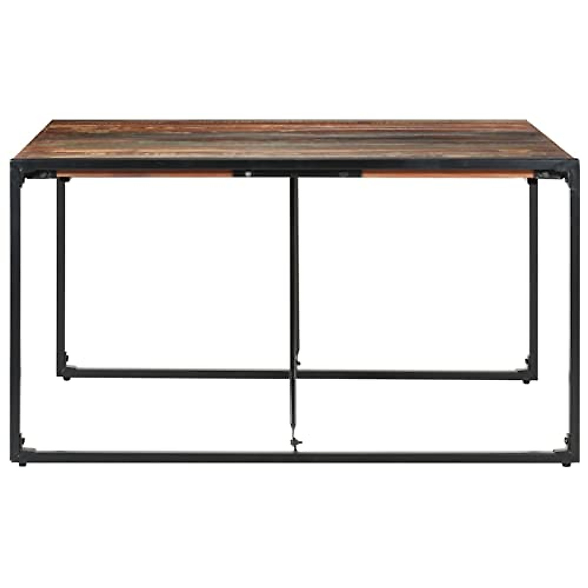 Tidyard Dining Table Rough Raclaimed Wood Tabletop Dinner Table Powder-Coated Steel Legs for Kitchen, Bistro, Restaurant, Home Furniture 55.1 x 55.1 x 29.5 in
