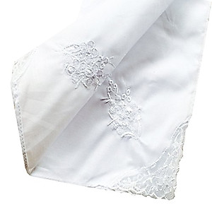 Mix Lot Womens Embroidery Floral Cotton Handkerchiefs Lace Border Wedding Hankies
