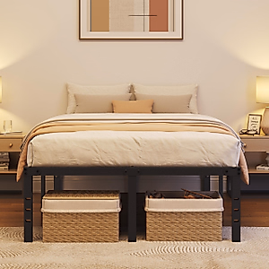 Yaheetech 18 Inch Full Bed Frames Heavy Duty Metal Platform Bed with Under Bed Storage, No Box Spring Needed, Easy Assembly, Sturdy Steel Slat Support, Black