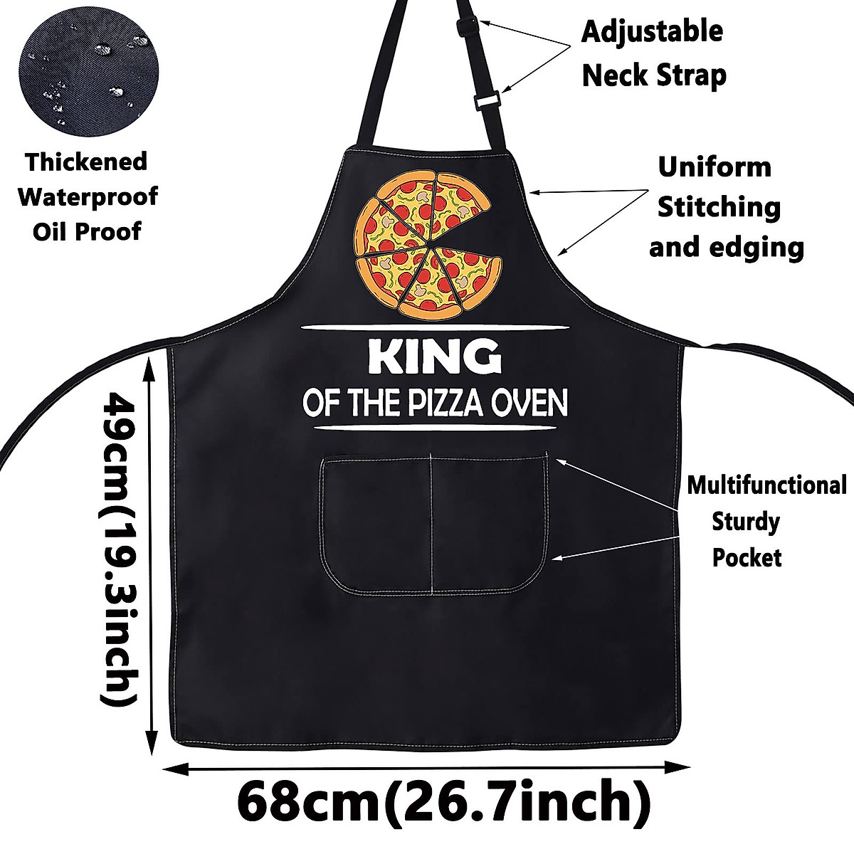 BWWKTOP Pizza Chef Apron Pizza Maker Apron Pizza Chef Gifts King Of The Pizza Oven Pizzeria Apron With Pocket For Chef Dad (King Of Oven)