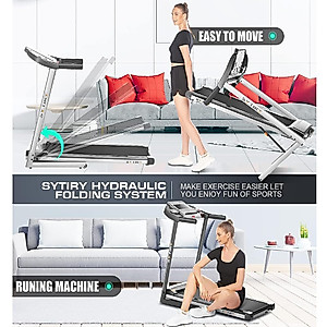 sytiry Treadmill with Large 10'' HD TV Touchscreen,Folding 3.25HP Brushless Motorand Incline Treadmills,WiFi Connection,3D Virtual Sports Scene,YouTube,Bluetooth Speakers etc,Treadmill for Gym