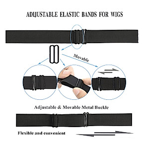 JIUSERLU 6 PCS Black Adjustable Elastic Band For Wigs，Adjustable Straps For Wigs And Making Wigs，Adjustable Wig Bands，Wig Adjustable Straps（1 * 12inch）