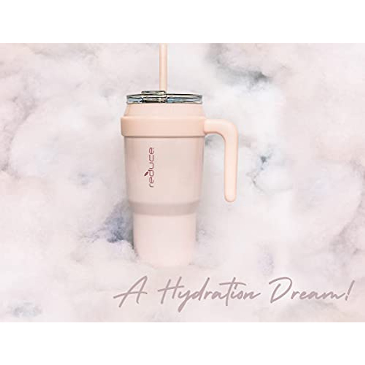 Reduce 40 oz Tumbler with Handle and Straw, Stainless Steel with Sip-It-Your-Way Lid - Keeps Drinks Cold up to 34 Hours - Sweat Proof, Dishwasher Safe, BPA Free - Stainless Steel Mug