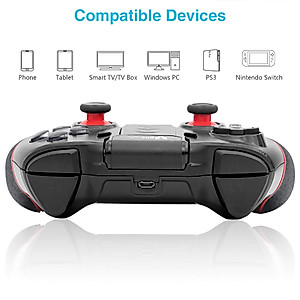 Sinfox Mobile Game Controller, 2.4G Wireless Gaming Controller, Dual-Vibration Bluetooth Game Controller Compatible with Android Phone/iOS 11.0-13.3.1/PC Windows7,8,10/TV Box/PS3/Tablets/Switch