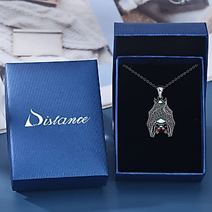 Distance Bat Necklace for Women, White Opal April Birthstone Necklace, 925 Sterling Silver Pendant Christmas Birthday Jewelry Gifts for Women/Wife/Mom/Girlfriend