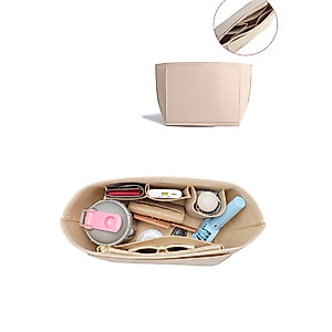 SMART DK Purse Organizer Insert for Longchamp Le Pliage Handbag Insert (beige, L/11 * 6.69 * 9.84in)