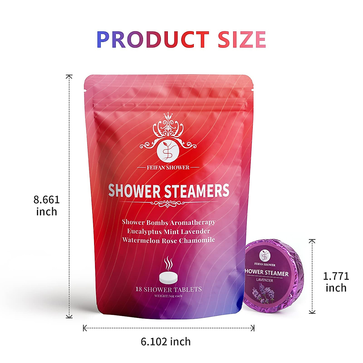 Shower Steamers Aromatherapy for Women or Men, 18-Pack Shower Bombs Easter Gift Set, Organic with Eucalyptus Chamomile Lavender Mint Watermelon Rose Essential Oil, Birthday Mothers Day Gifts for Her