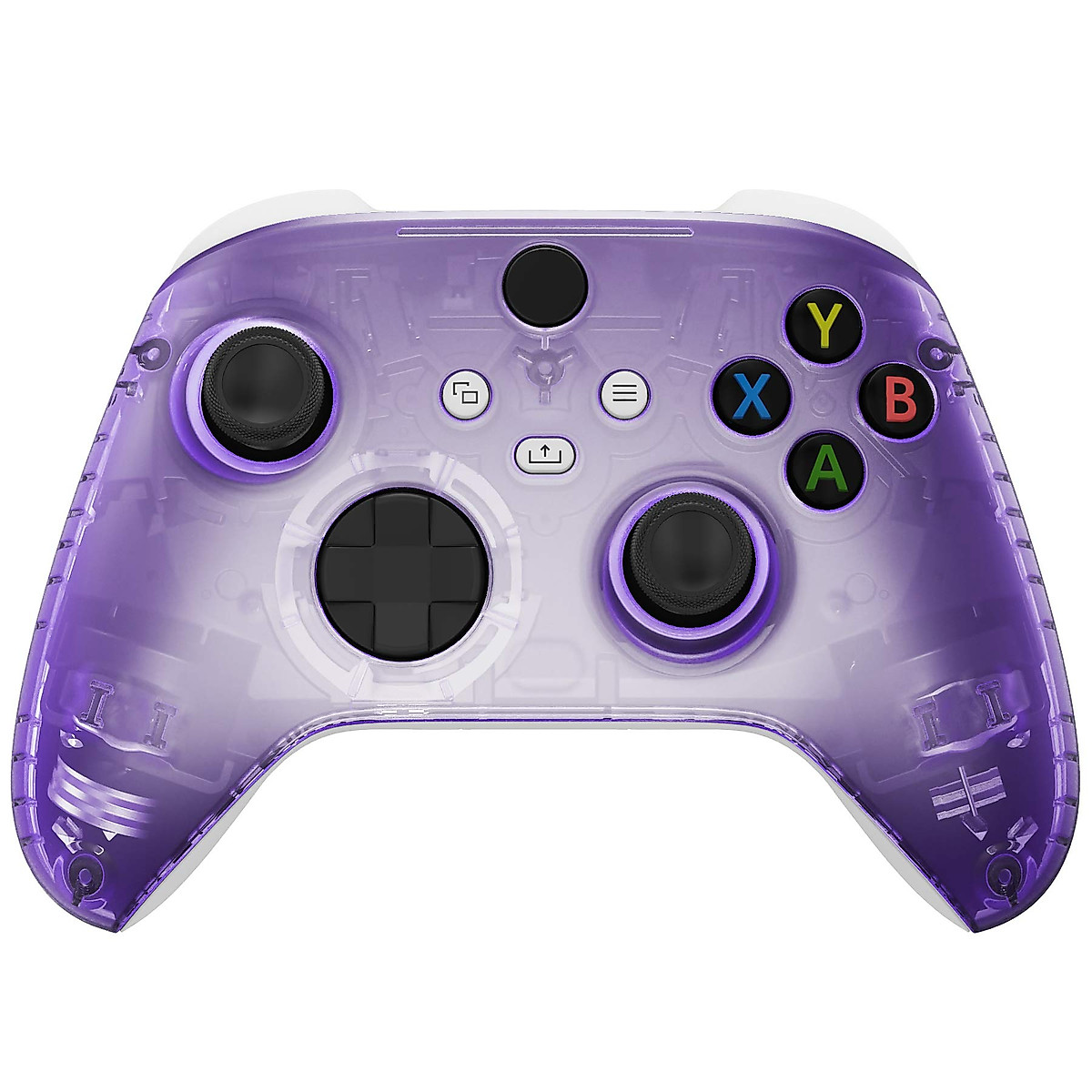 eXtremeRate Side Rails Grips Shell for Xbox Core Wireless Controller, Clear Atomic Purple Replacement Part Front Housing Cover Handles Faceplate for Xbox Series X & S Controller [Controller Excluded]