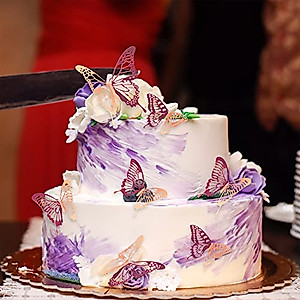 WALPLUS 52 Pcs Rose Gold Realistic 3D Butterfly Wall Decals Removable DIY Home Birthday Cakes Wedding Decorations Art Decor Wall Stickers Murals Nursery Baby Bedroom TV Background Living Room