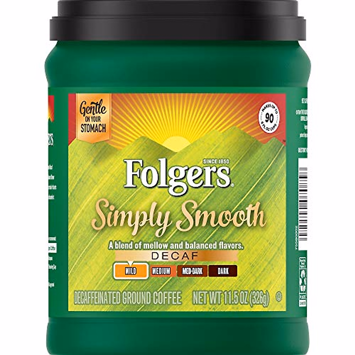Folgers Simply Smooth Decaf Ground Coffee, Mild Roast, 11.5 Ounce (Packaging May Vary)