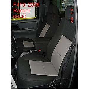 Durafit Seat Covers Made to fit, 2006-2009 Ford Ranger Pickup 60/40 Bench with high Back Bucket Backs, Open Console on 60 Side. Black Auto Twill. Fits Like a Glove, Complete Protection. Save