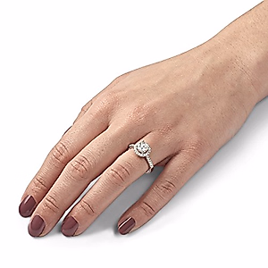 Charles & Colvard Created Moissanite 6.5mm Round Cut Engagement Ring for Women | 1.3 cttw DEW | Lab Grown | Solid 14K White Gold with Rhodium | Size 6