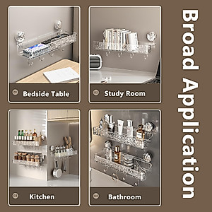 Shower Caddy Storage Rack without Drilling, Clear Shower Shelf with Suction cup, Wall Mounted Shower Rack, Shower Organizer - light luxury style glacier pattern Storage Caddy - Bathroom, Kitchen, room