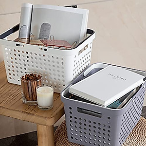 WEMEGA 2 Pack Portable Shower Caddy Tote Plastic Storage Basket with Handles,Box Organizer Bin for Bathroom,College Dorm,Kitchen,Bedroom,Black