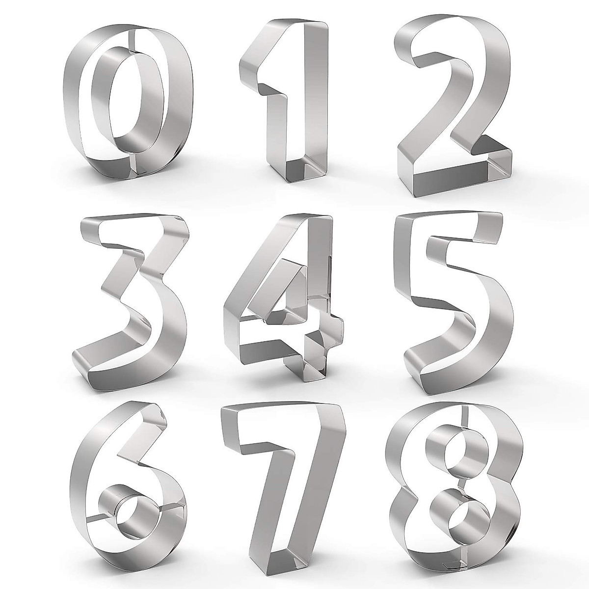 Sandwich Cookie Cutter Set, Fubarbar 3 inch Number 0 1 2 3 4 5 6 7 8 Shapes Cutter Large Metal Numbers Fondant Cutters Mold, Stainless Steel Biscuits Mold Halloween Christmas Supplies